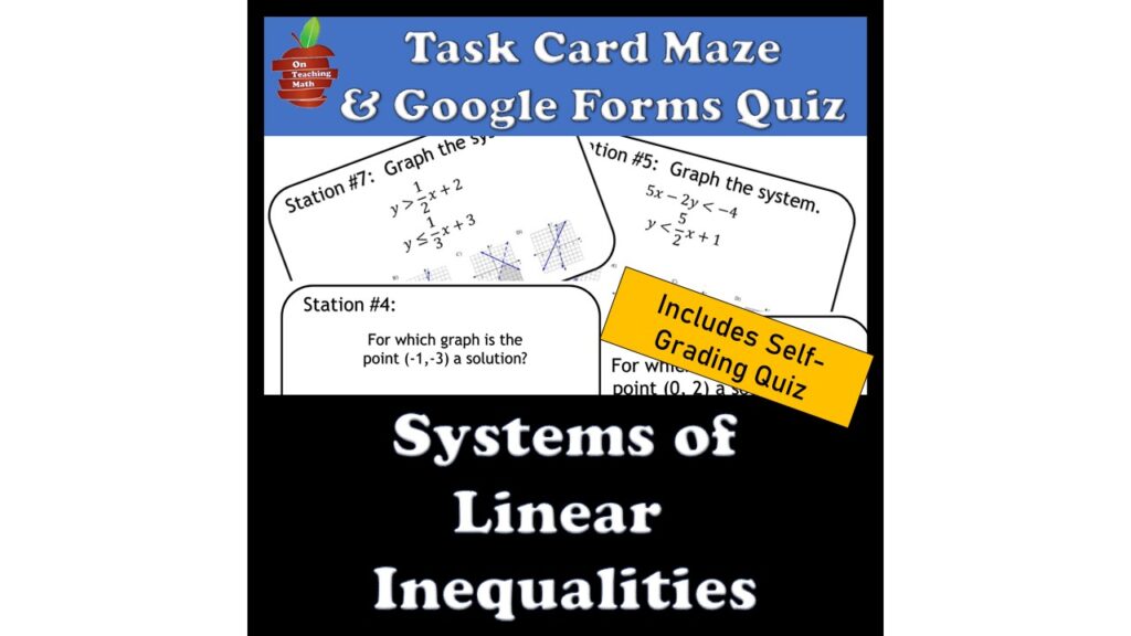 Task Card Maze and Quiz - Systems of Linear Inequalities 2